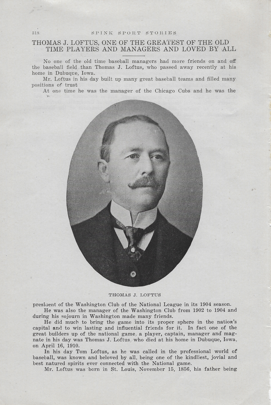 Thomas J. Loftus – Spink Sport Stories